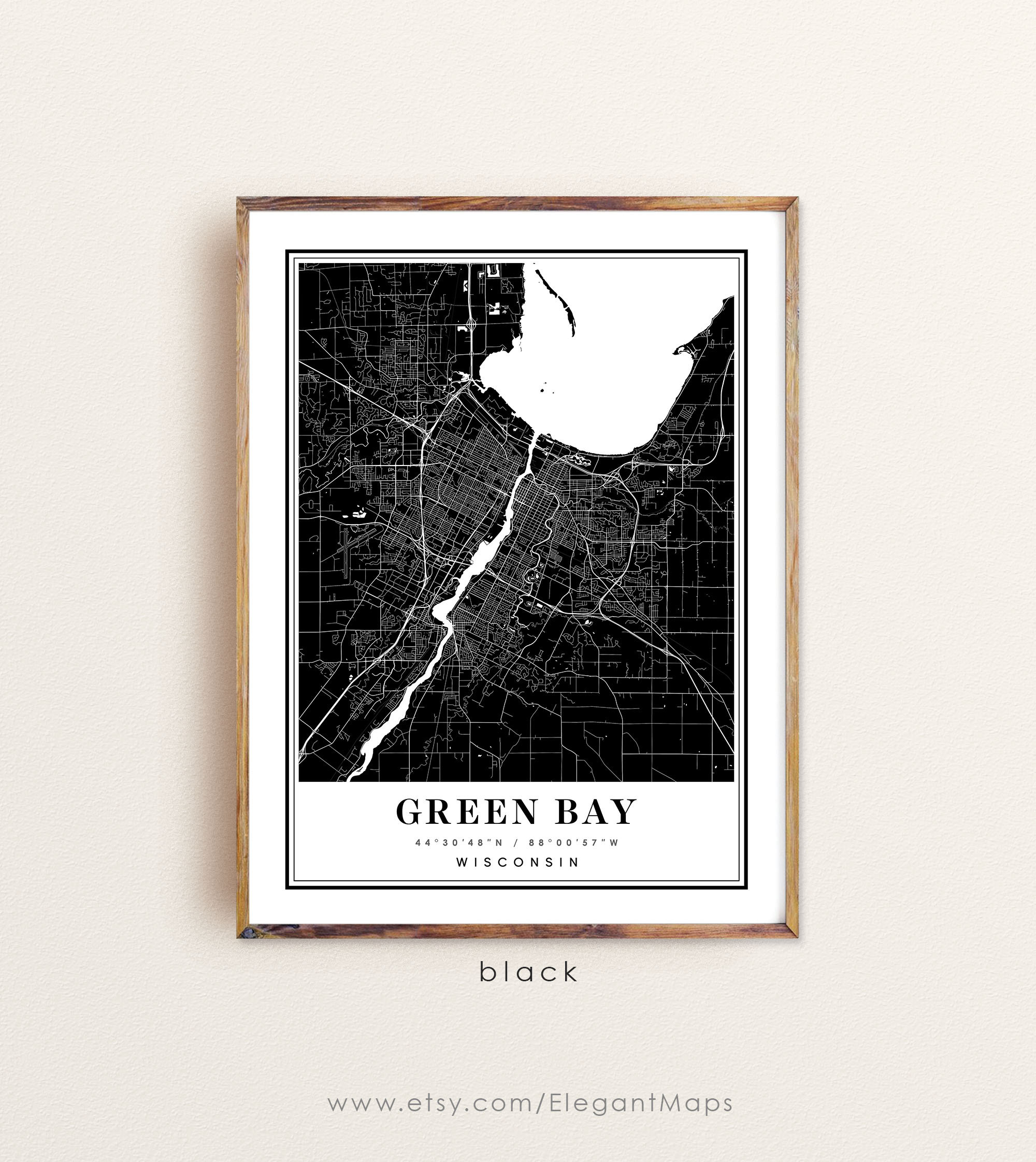 Green Bay Wisconsin Map Green Bay WI Map Green Bay City Map | Etsy
