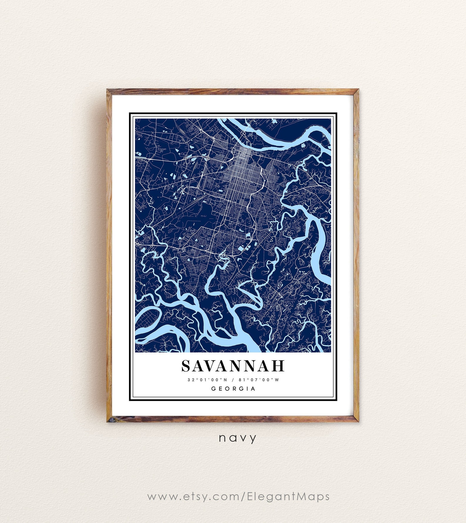 Savannah Georgia Map Savannah GA Map Savannah City Map | Etsy