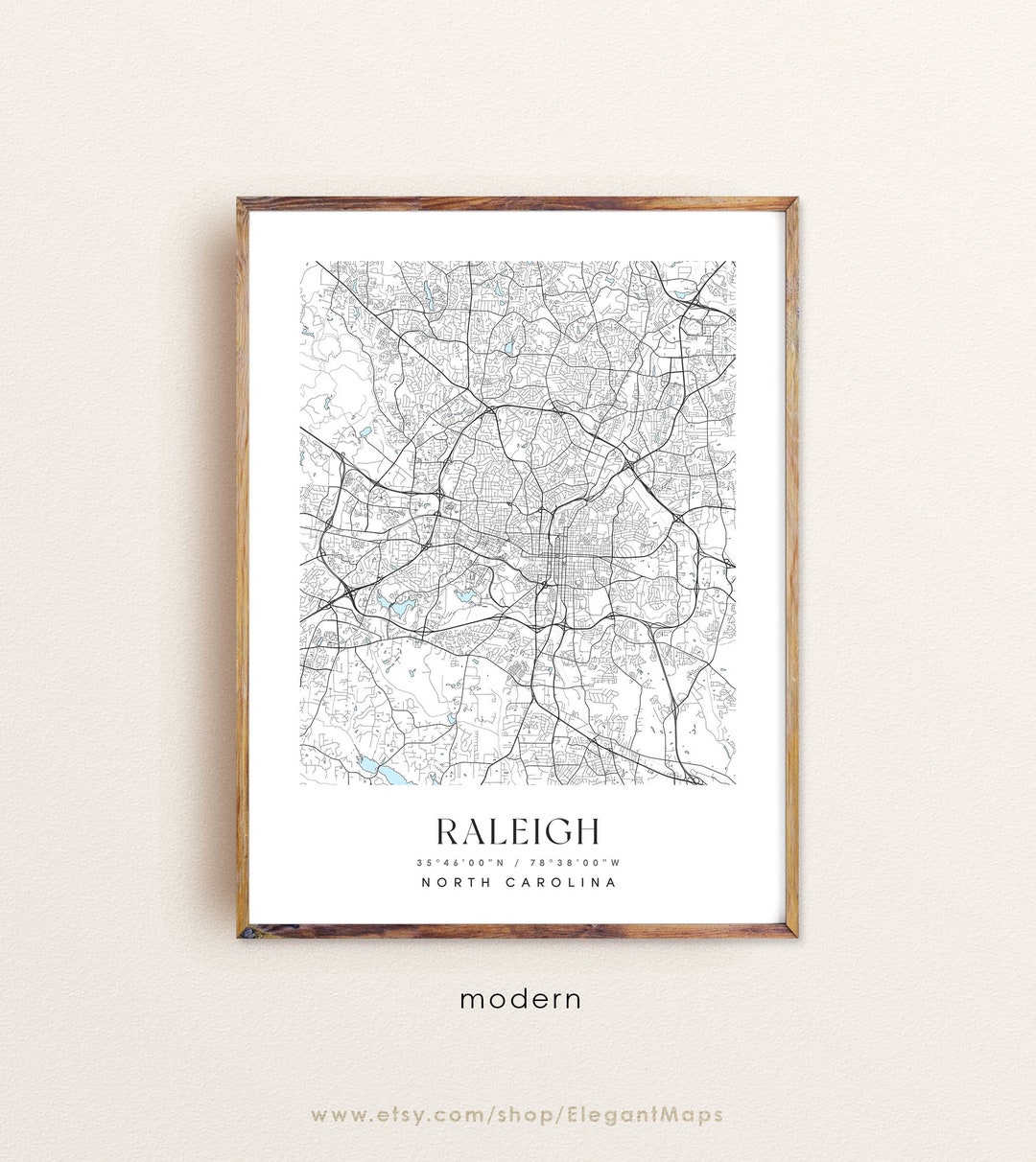 Raleigh North Carolina Map, Raleigh NC Map, Raleigh City Print, Raleigh ...