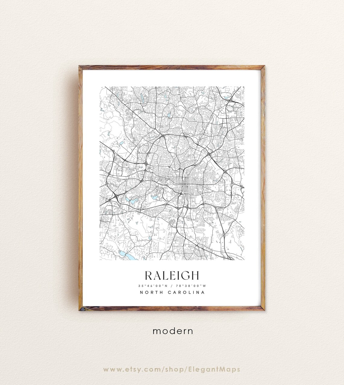 Raleigh North Carolina Map Raleigh NC Map Raleigh City - Etsy
