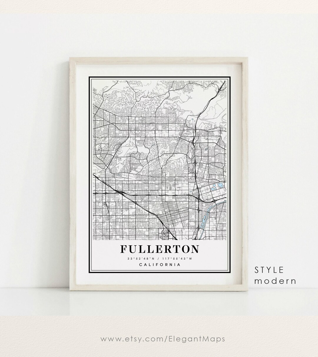 Fullerton California Map Fullerton CA Map Fullerton City - Etsy Australia