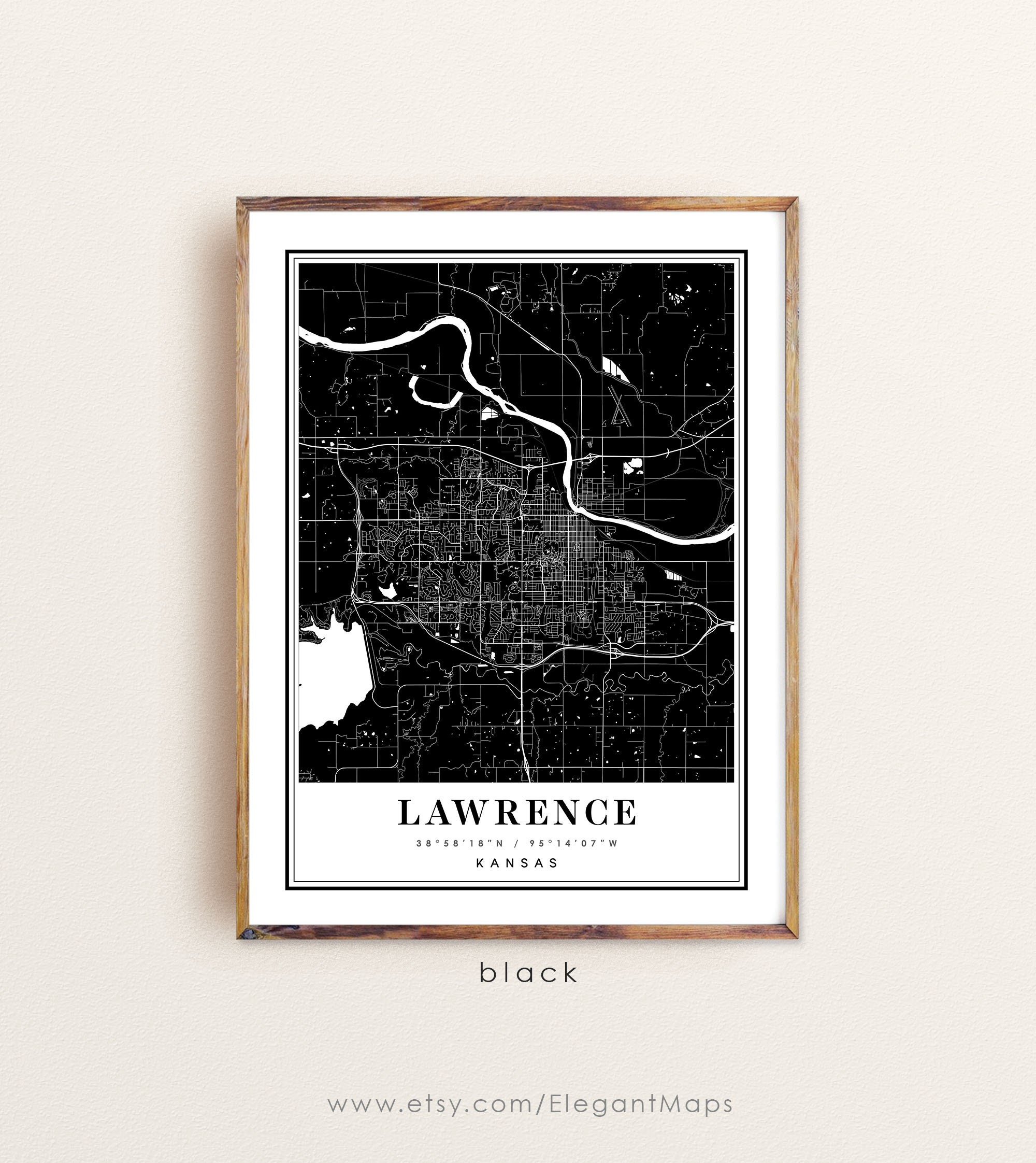 Lawrence Kansas Map Lawrence KS Map Lawrence City Map | Etsy
