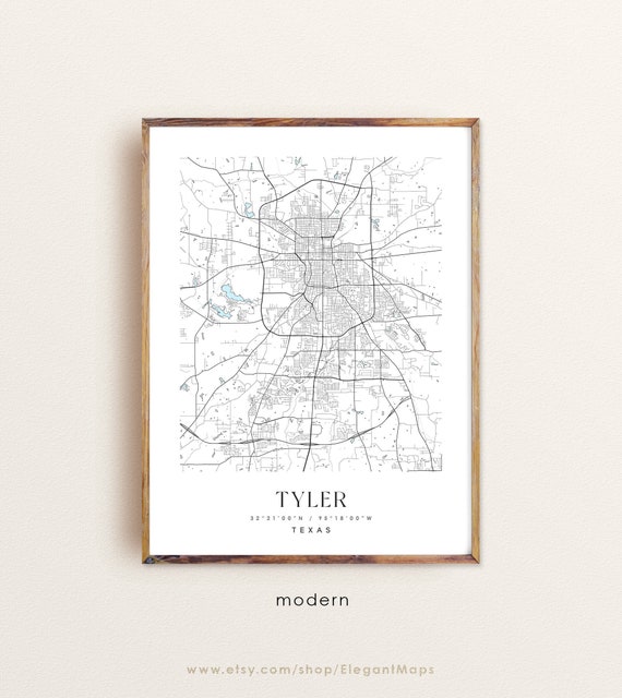 Tyler Texas Map Tyler TX Map Tyler City Print Tyler Poster - Etsy