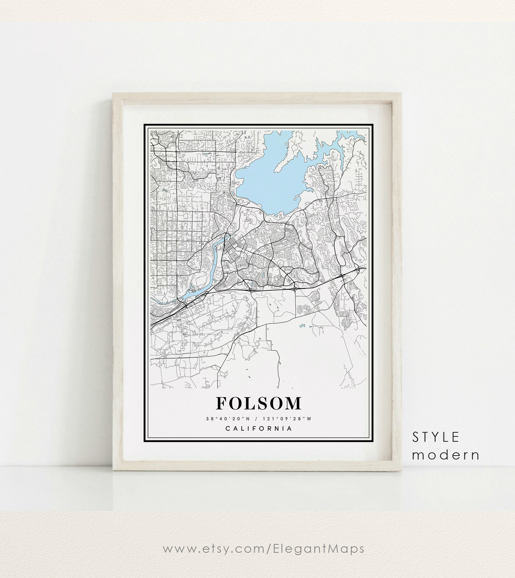 Folsom California Map Folsom CA Map Folsom City Map Folsom - Etsy Denmark