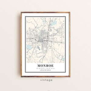 Monroe Louisiana Map Monroe LA Map Monroe City Map Monroe - Etsy