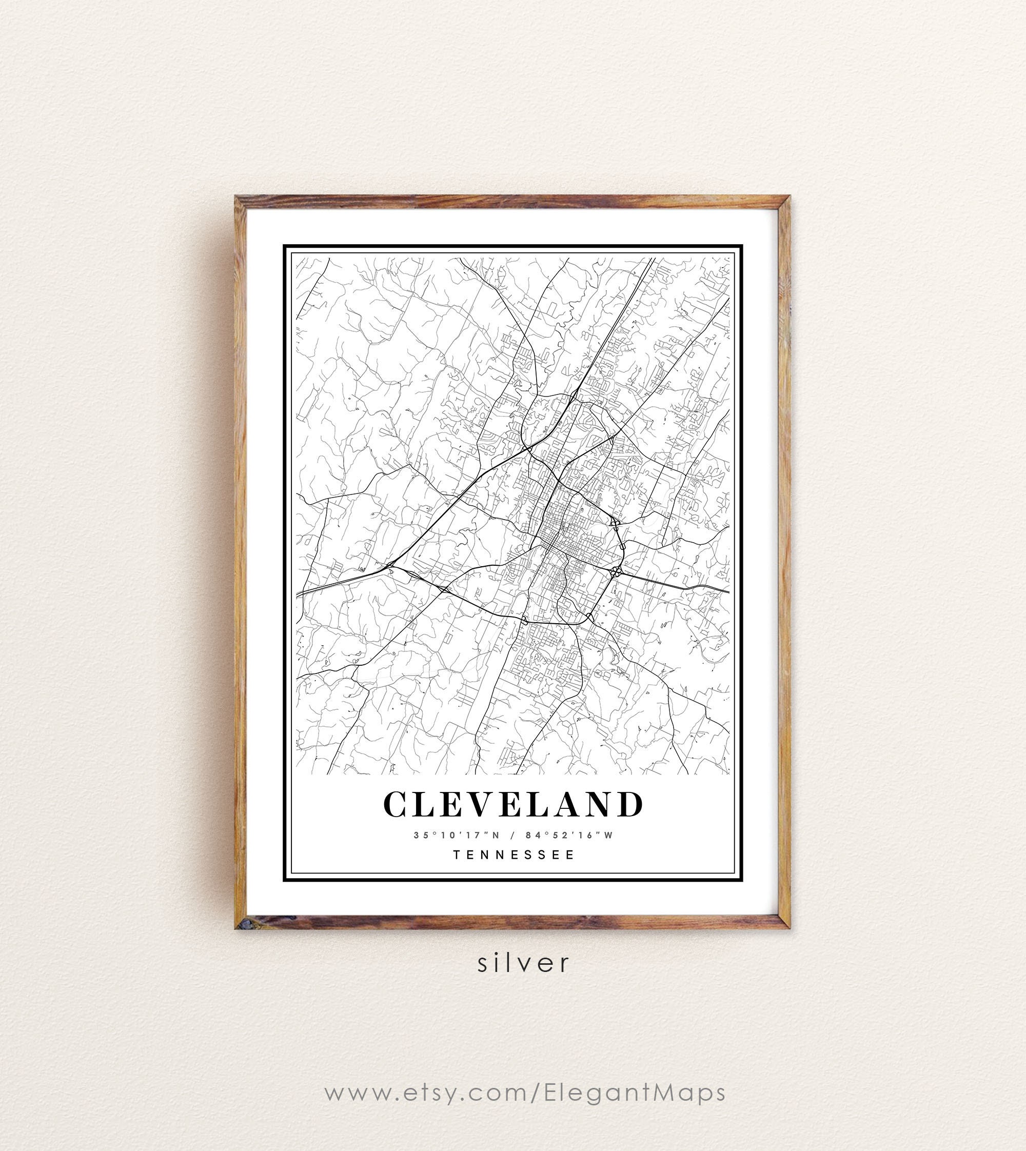 Cleveland Tennessee Map Cleveland TN Map Cleveland City Map | Etsy