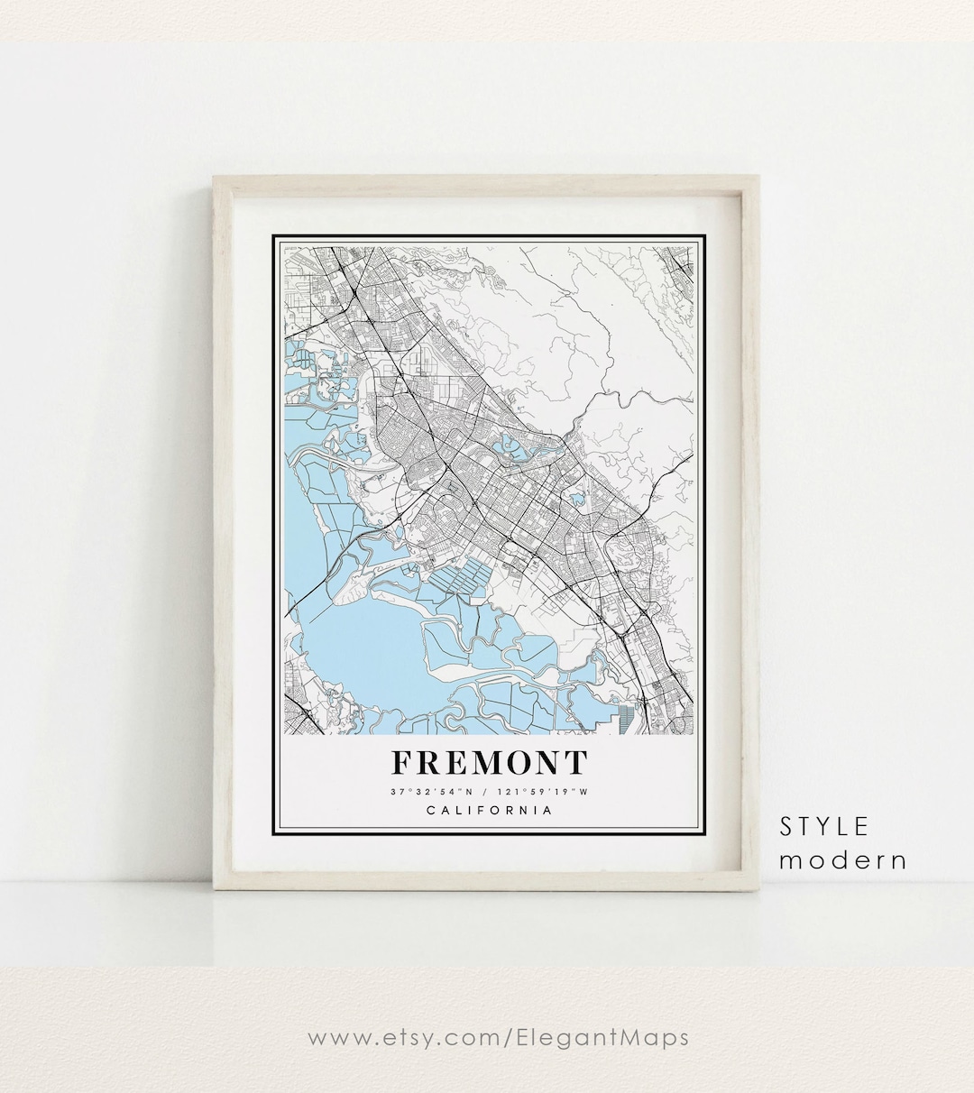 Fremont California Map Fremont CA Map Fremont City Map - Etsy