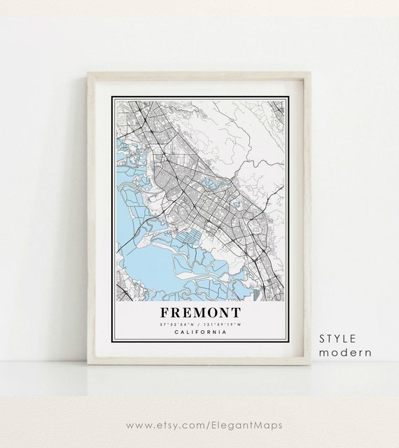 Fremont California Map Fremont CA Map Fremont City Map | Etsy