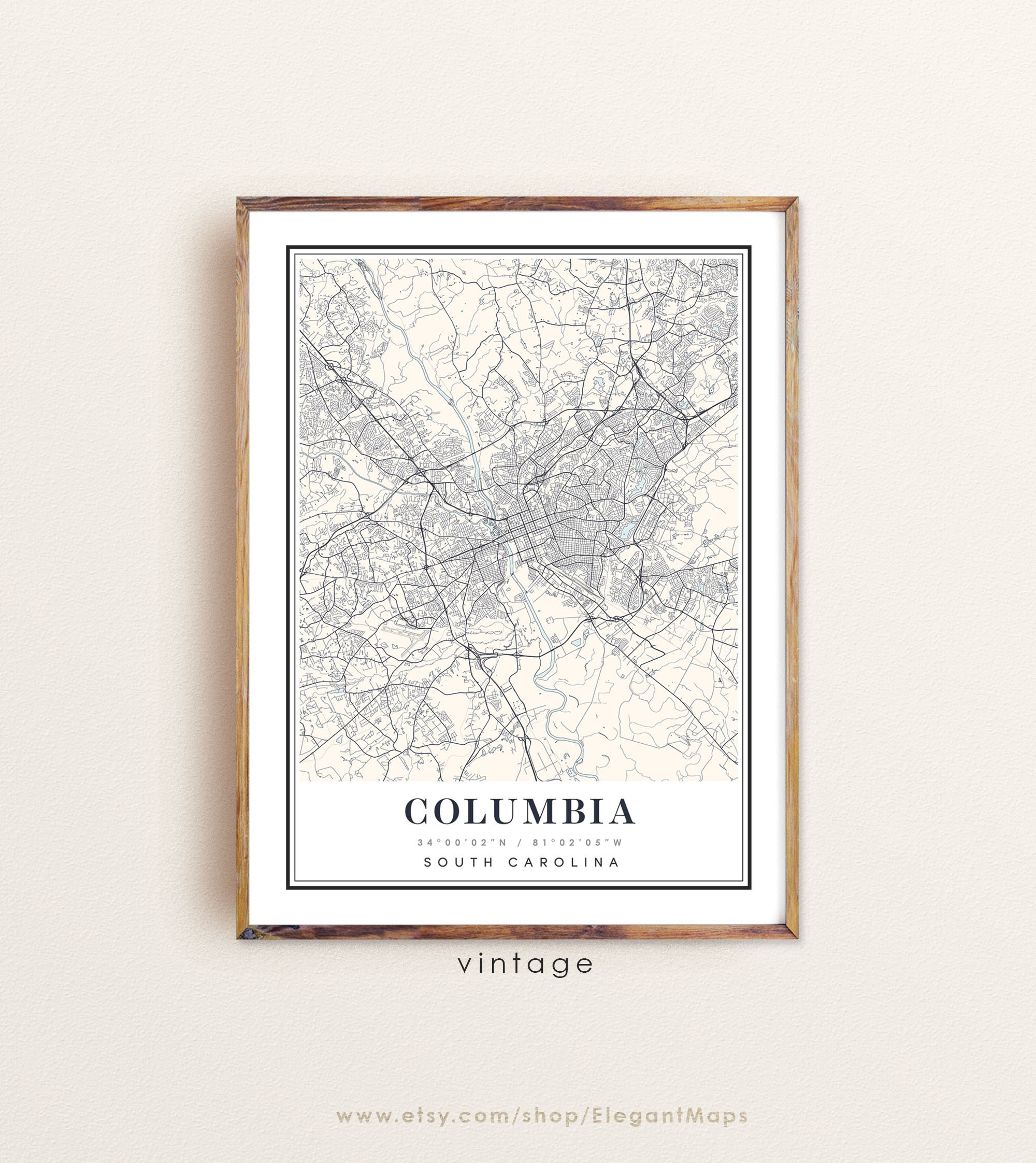 Columbia South Carolina map Columbia SC map Columbia city | Etsy