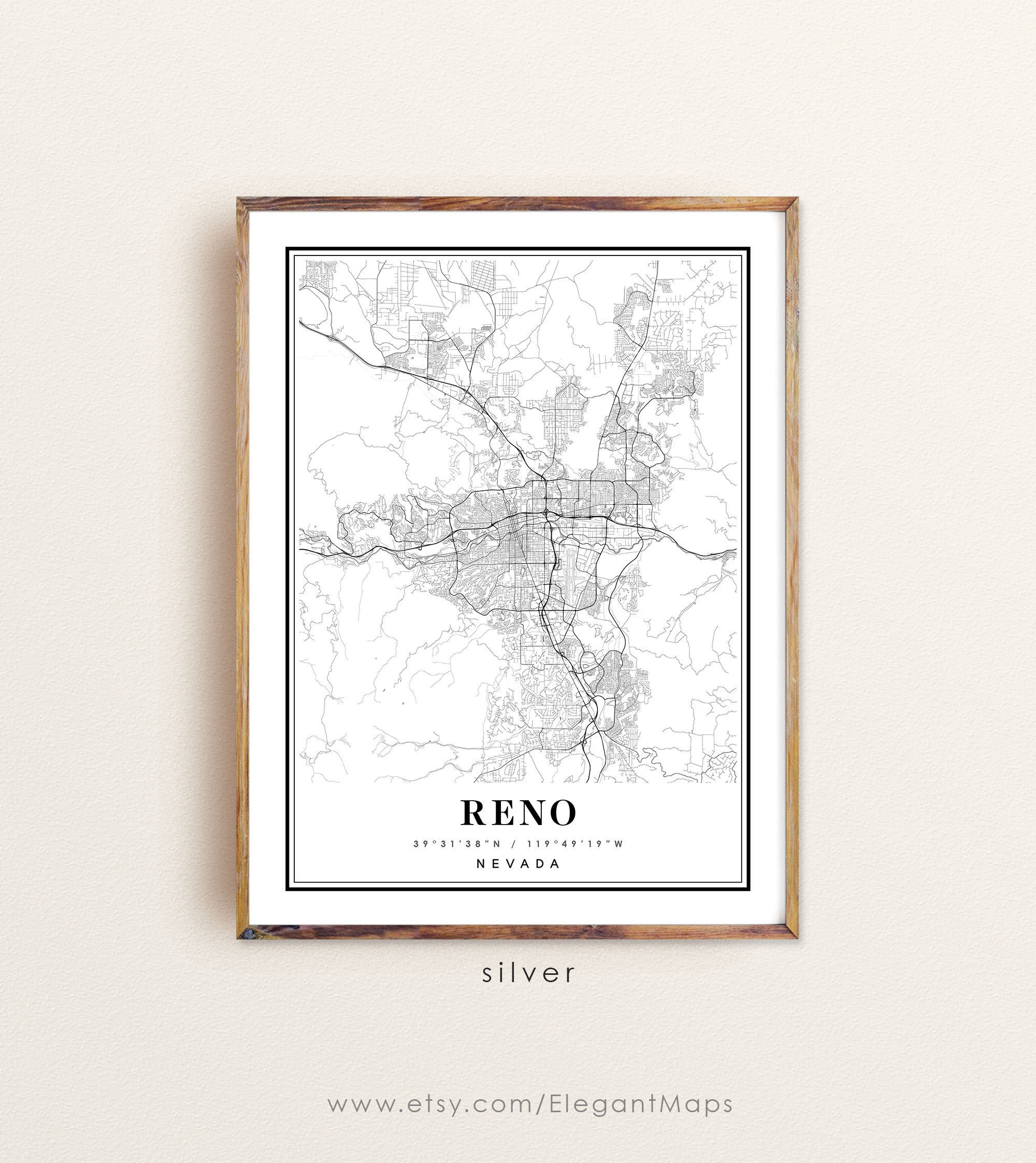 Reno Nevada Map Reno NV Map Reno City Map Reno Print Reno - Etsy