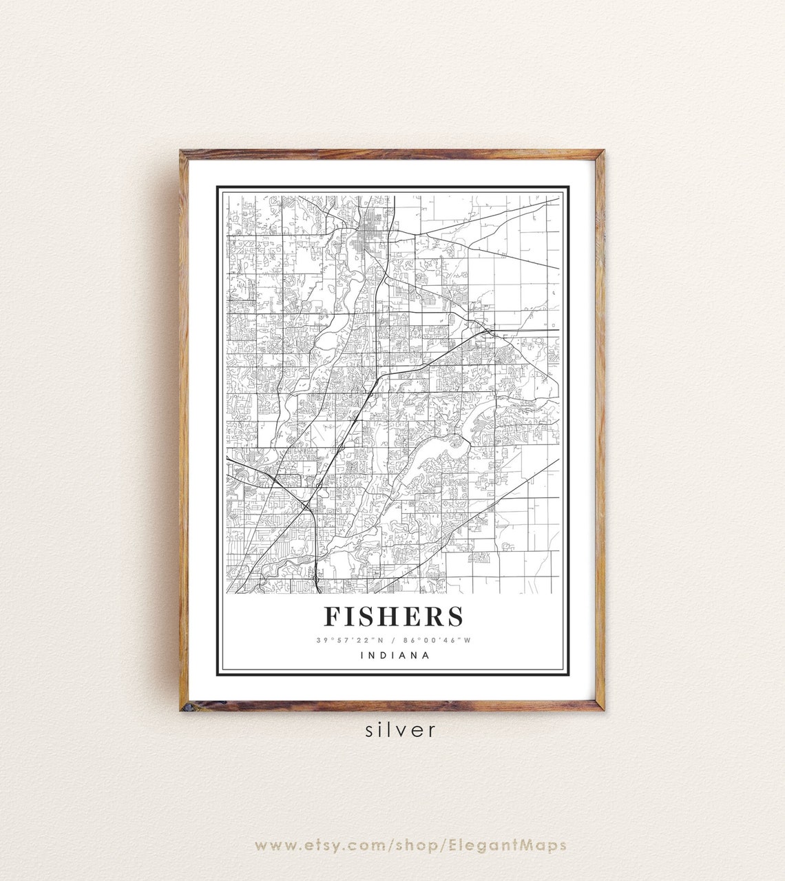 Fishers Indiana map Fishers IN map Fishers city map Fishers | Etsy