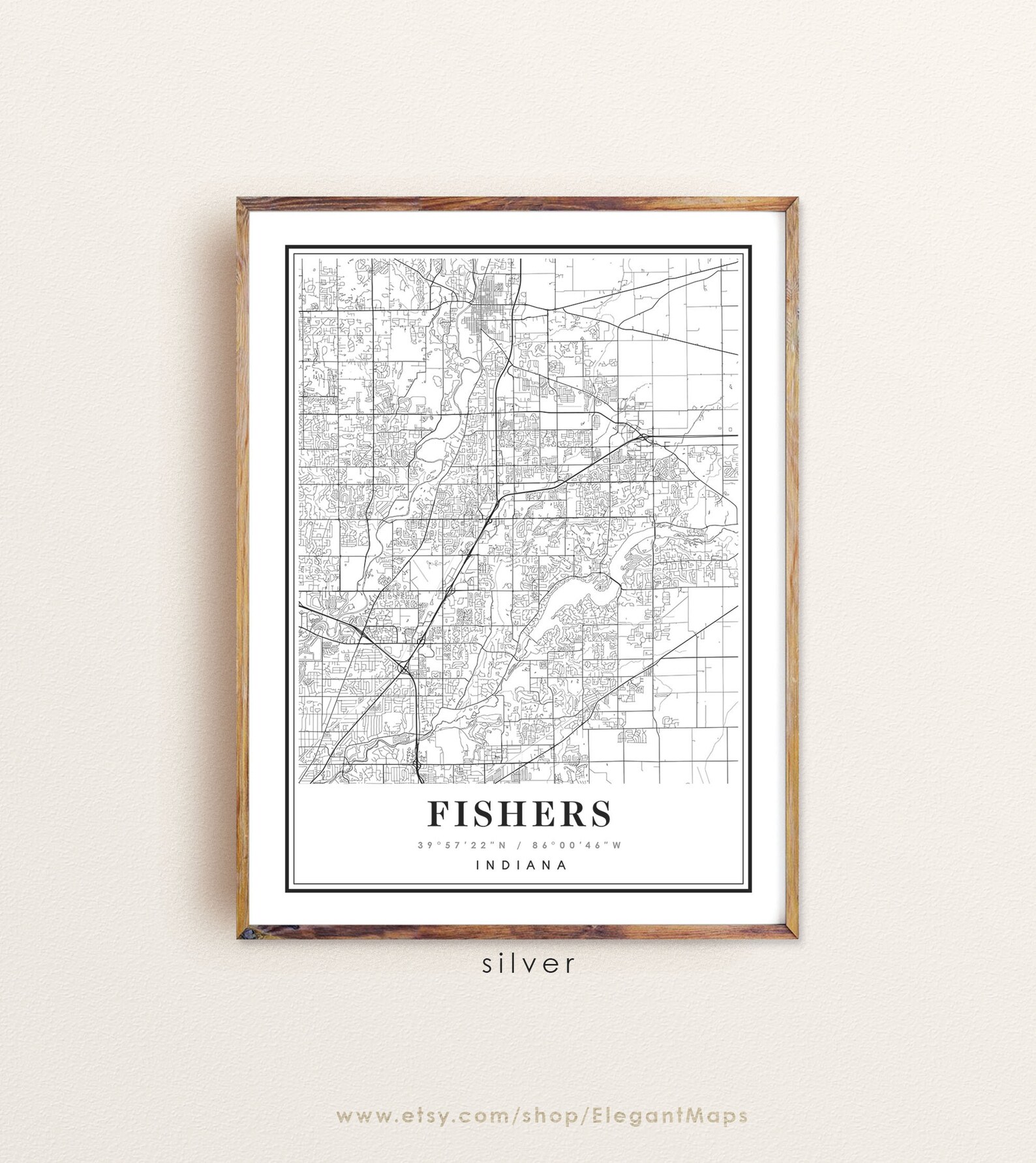 Fishers Indiana map Fishers IN map Fishers city map Fishers | Etsy