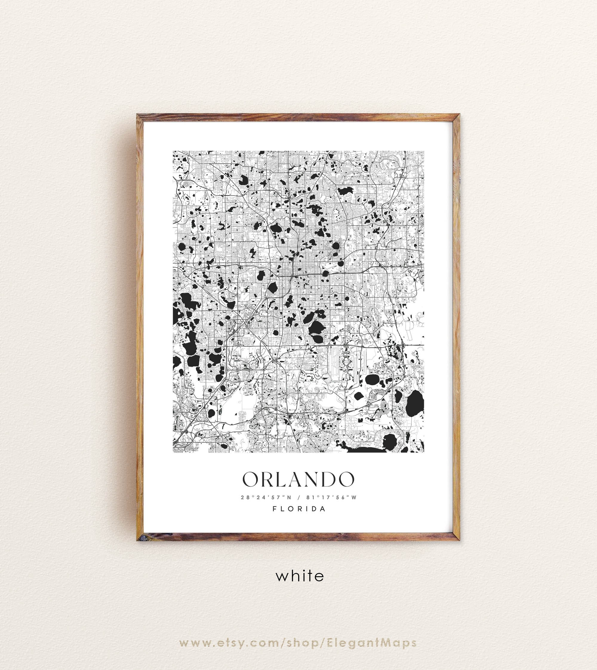 Orlando Florida map Orlando FL map Orlando city print | Etsy