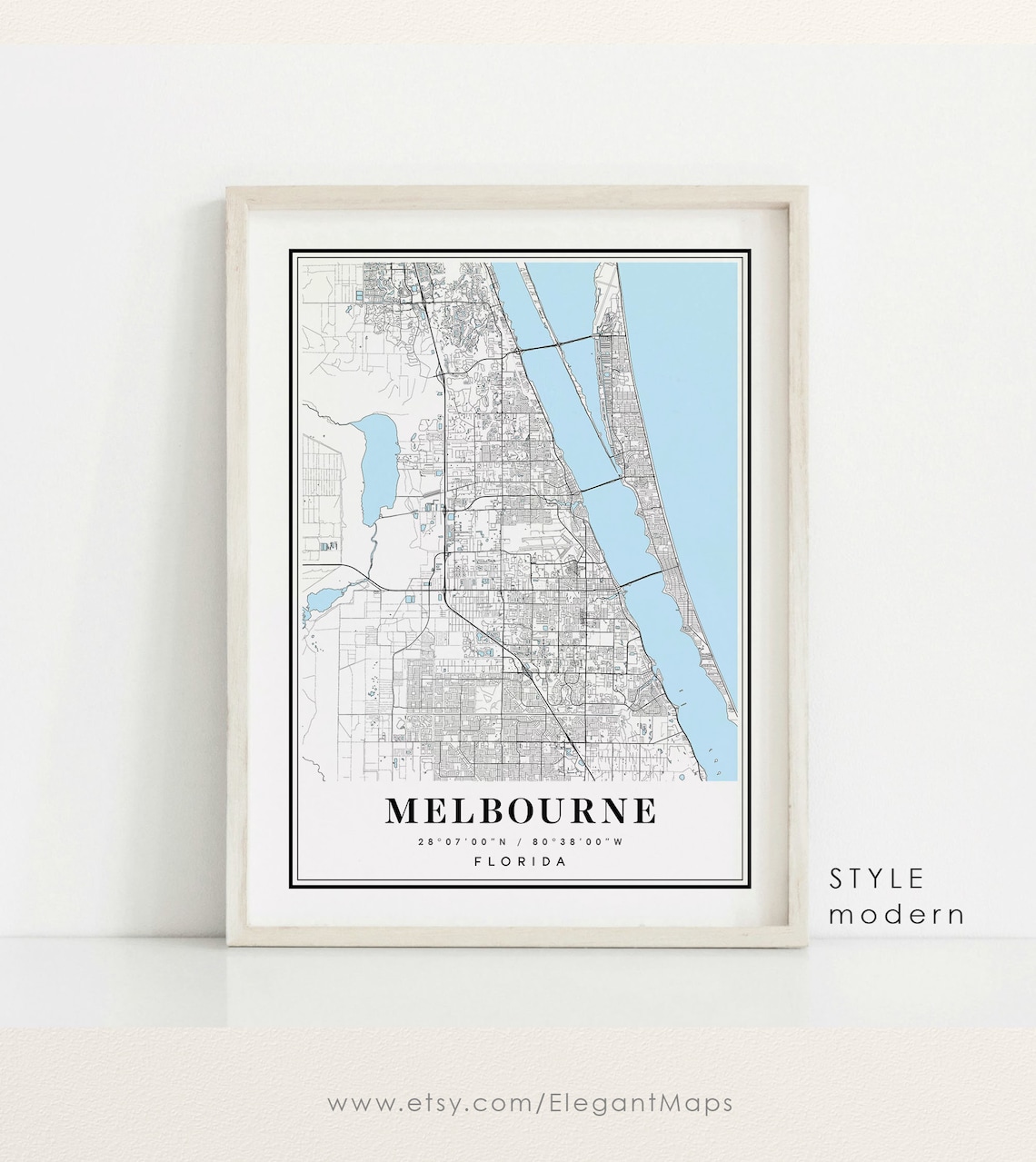 Melbourne Florida Map Melbourne FL Map Melbourne City Map | Etsy