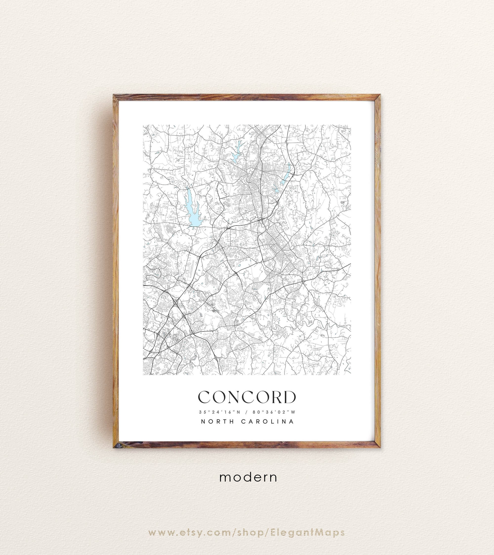 Concord North Carolina map Concord NC map Concord city - Etsy.de
