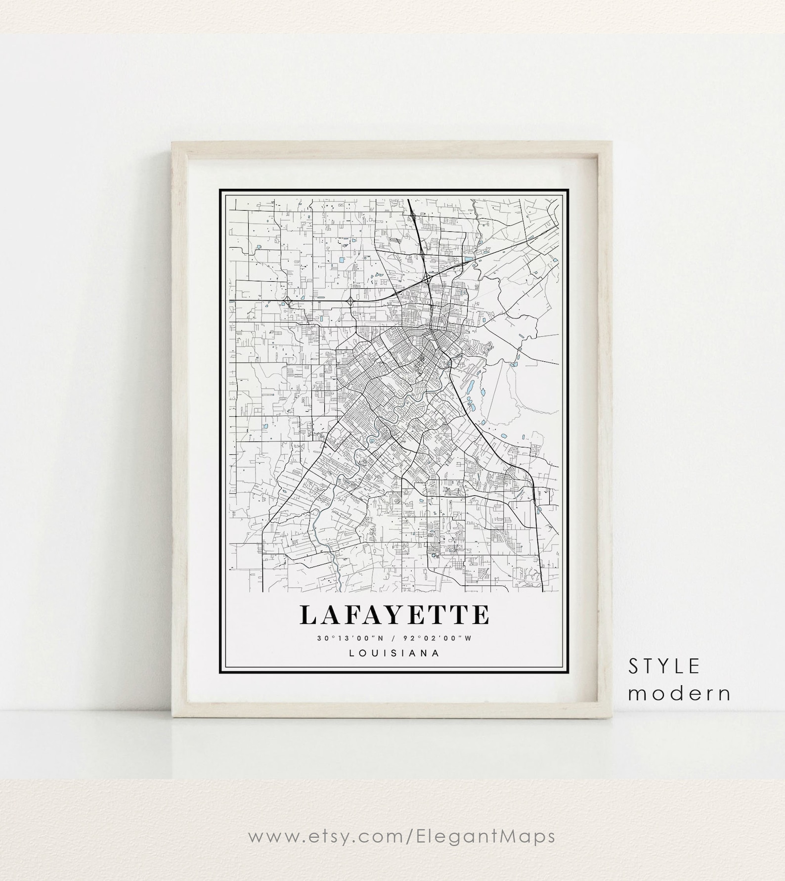 Lafayette Louisiana Map Lafayette LA Map Lafayette City Map - Etsy