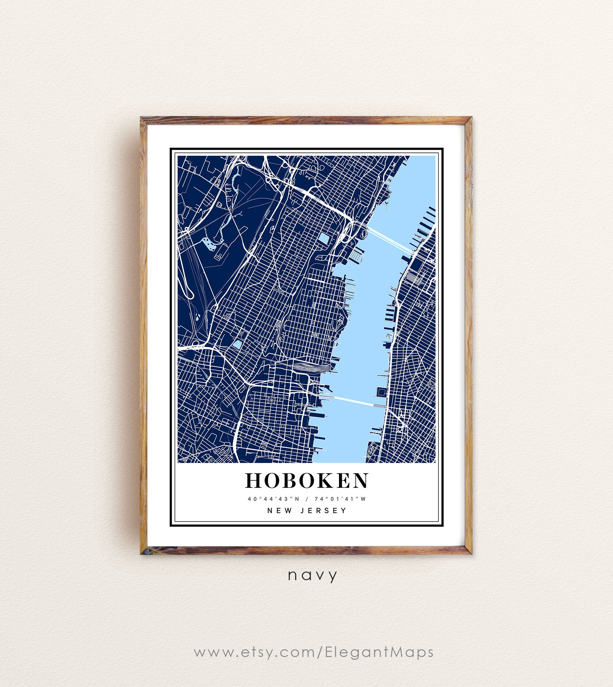 Hoboken New Jersey Map Hoboken NJ Map Hoboken City Map - Etsy