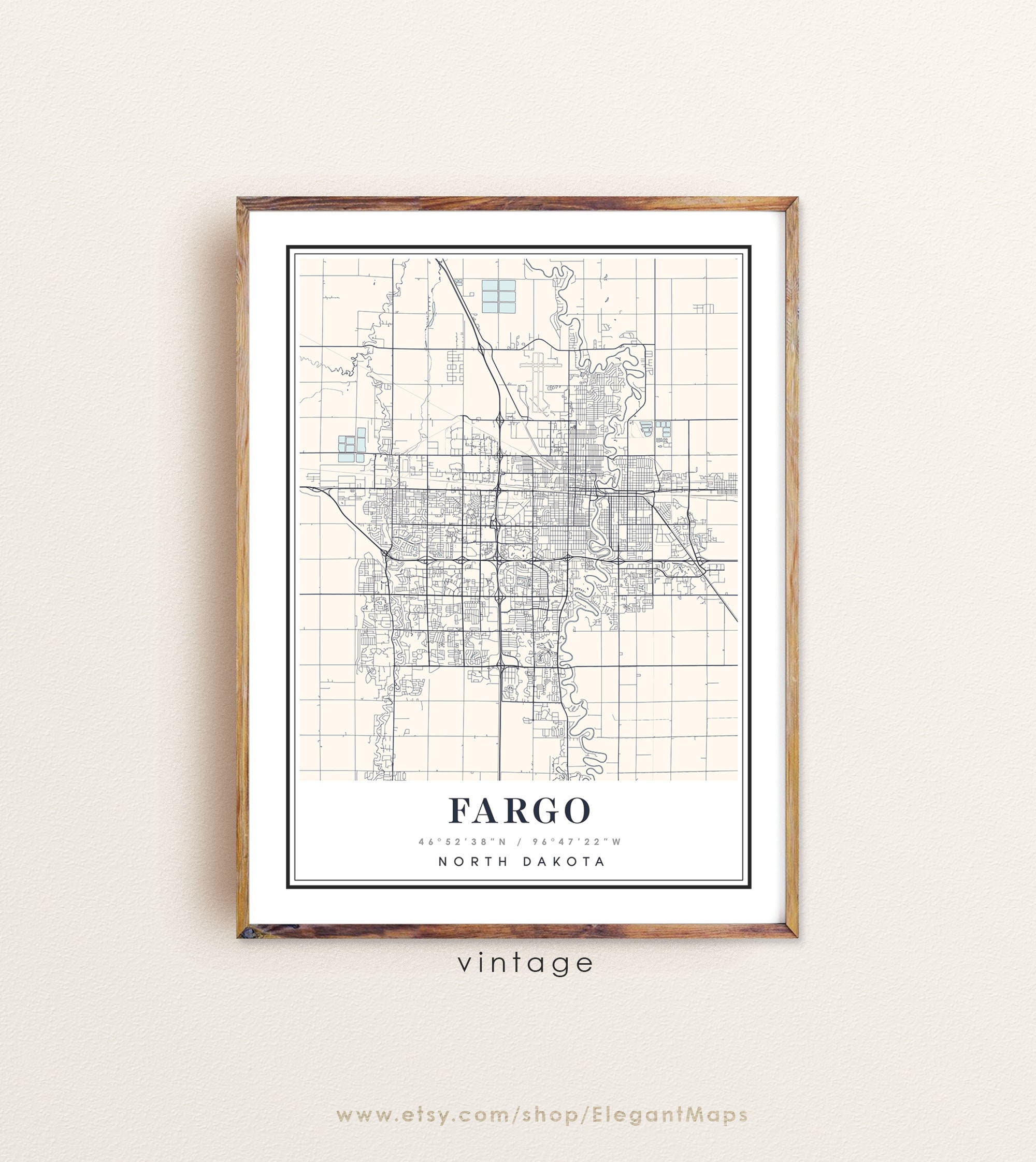 Fargo North Dakota map Fargo ND map Fargo city map Fargo | Etsy