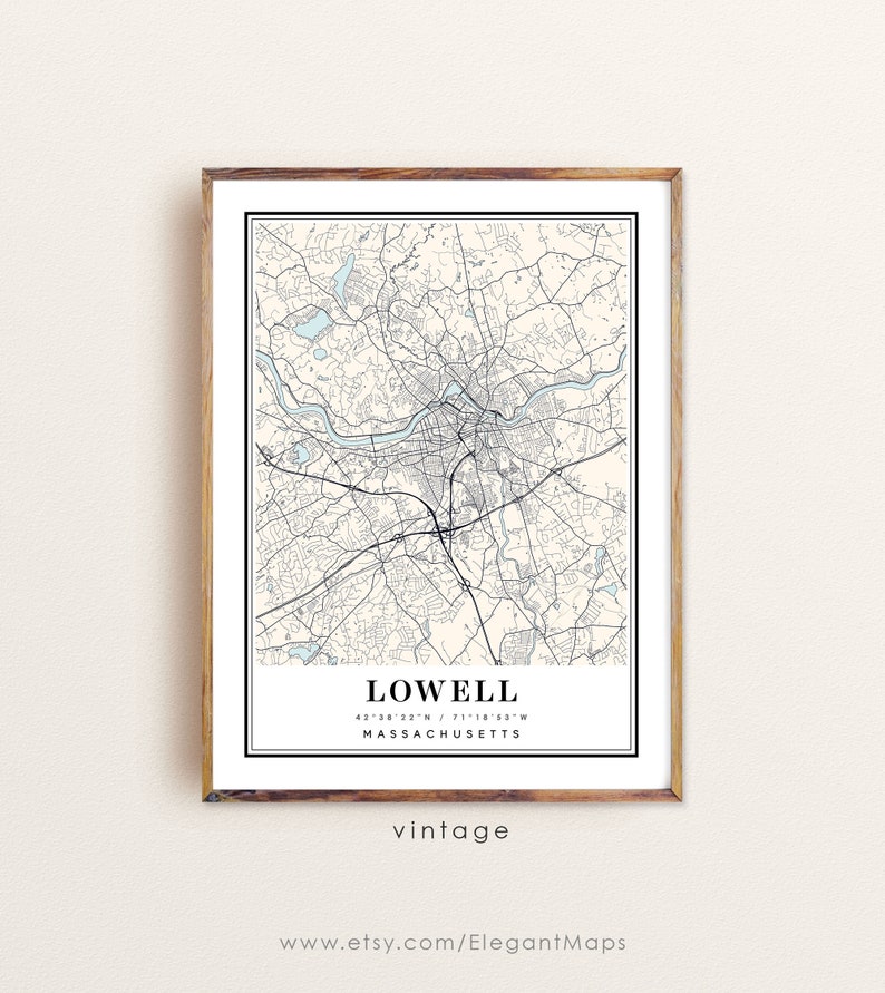 Lowell Massachusetts Map Lowell MA Map Lowell City Map - Etsy