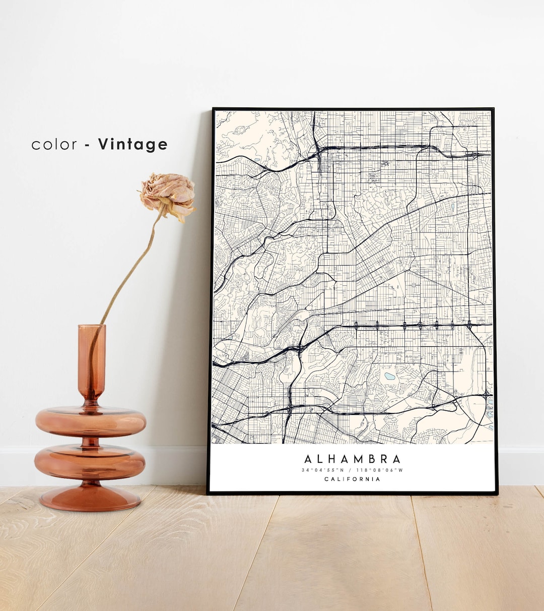 ALHAMBRA CA Map Poster Print Art Alhambra California city - Etsy.de