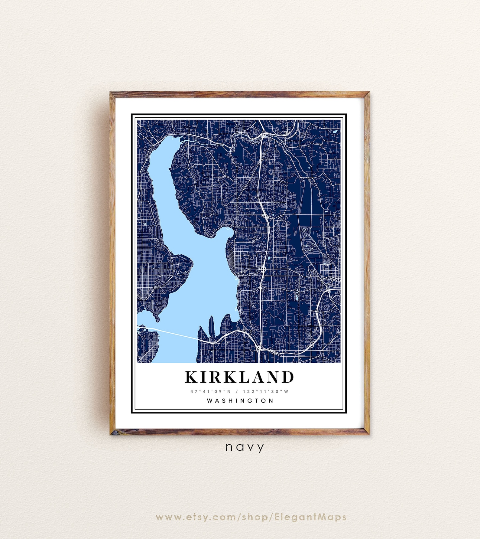 Kirkland Washington map Kirkland WA map Kirkland city map | Etsy