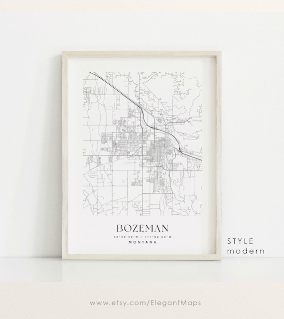 Bozeman Montana Map Bozeman MT Map Bozeman City Print - Etsy