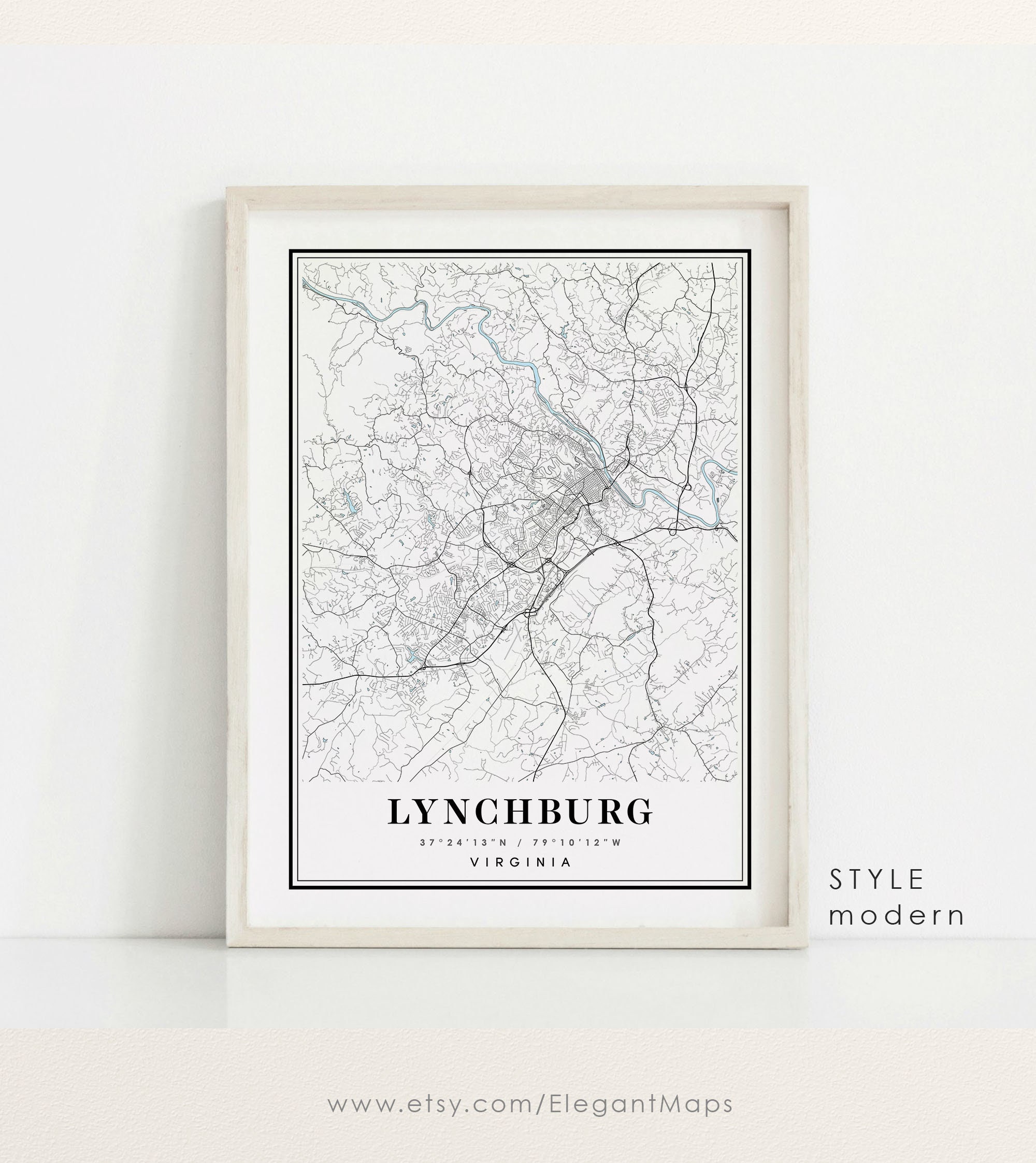 Lynchburg Virginia Map Lynchburg VA Map Lynchburg City Map | Etsy