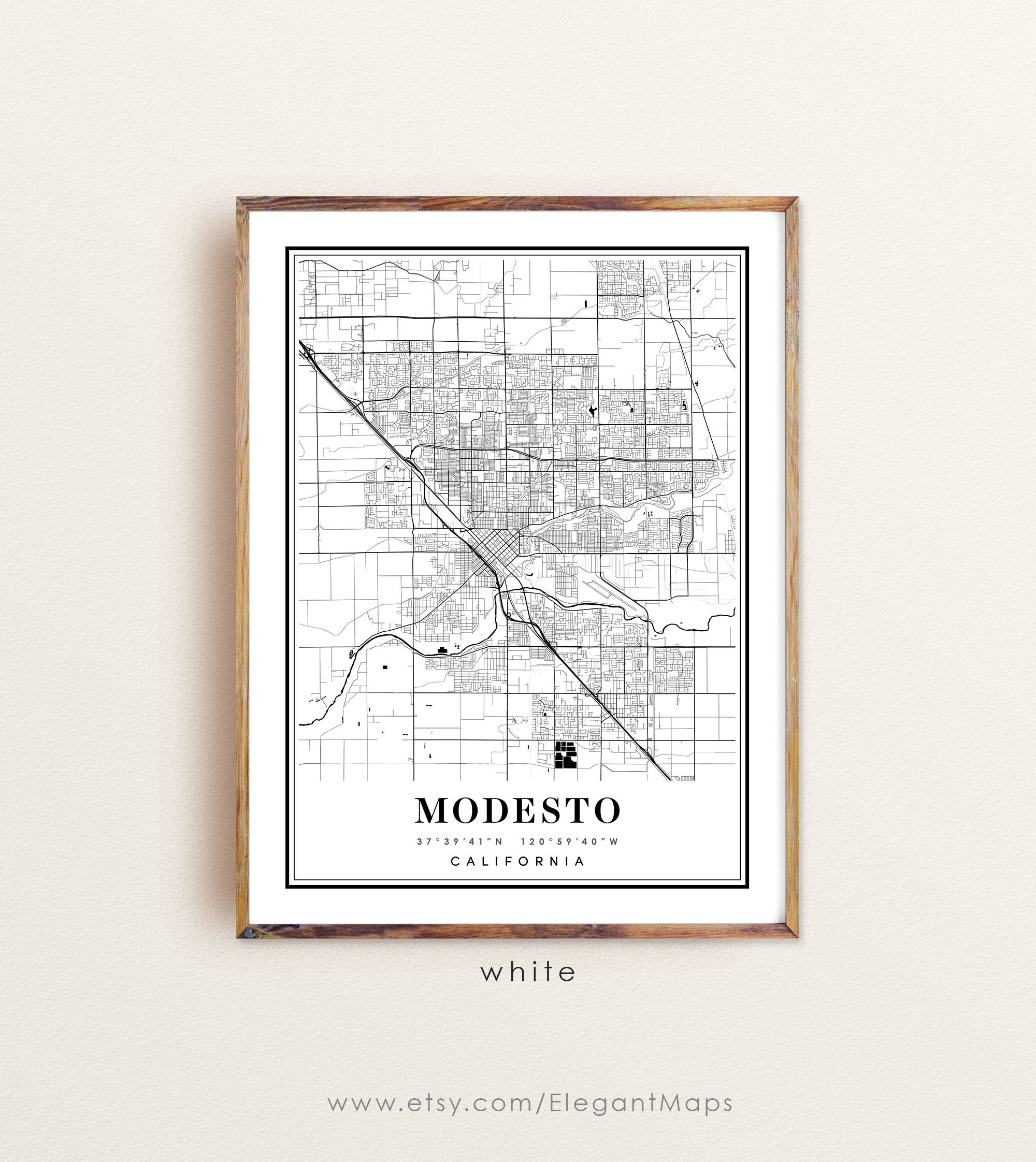 Modesto California Map Modesto CA Map Modesto City Map | Etsy