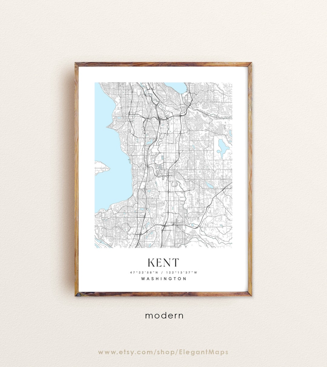 Kent Washington Map, Kent WA Map, Kent City Print, Kent Poster, Kent ...