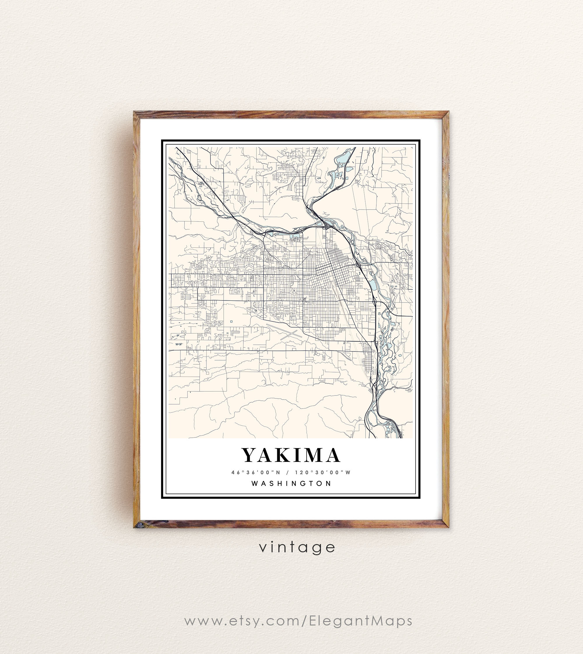 Yakima Washington Map Yakima WA Map Yakima City Map Yakima | Etsy