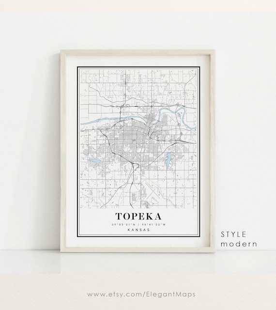 Topeka Kansas Map Topeka KS Map Topeka City Map Topeka | Etsy