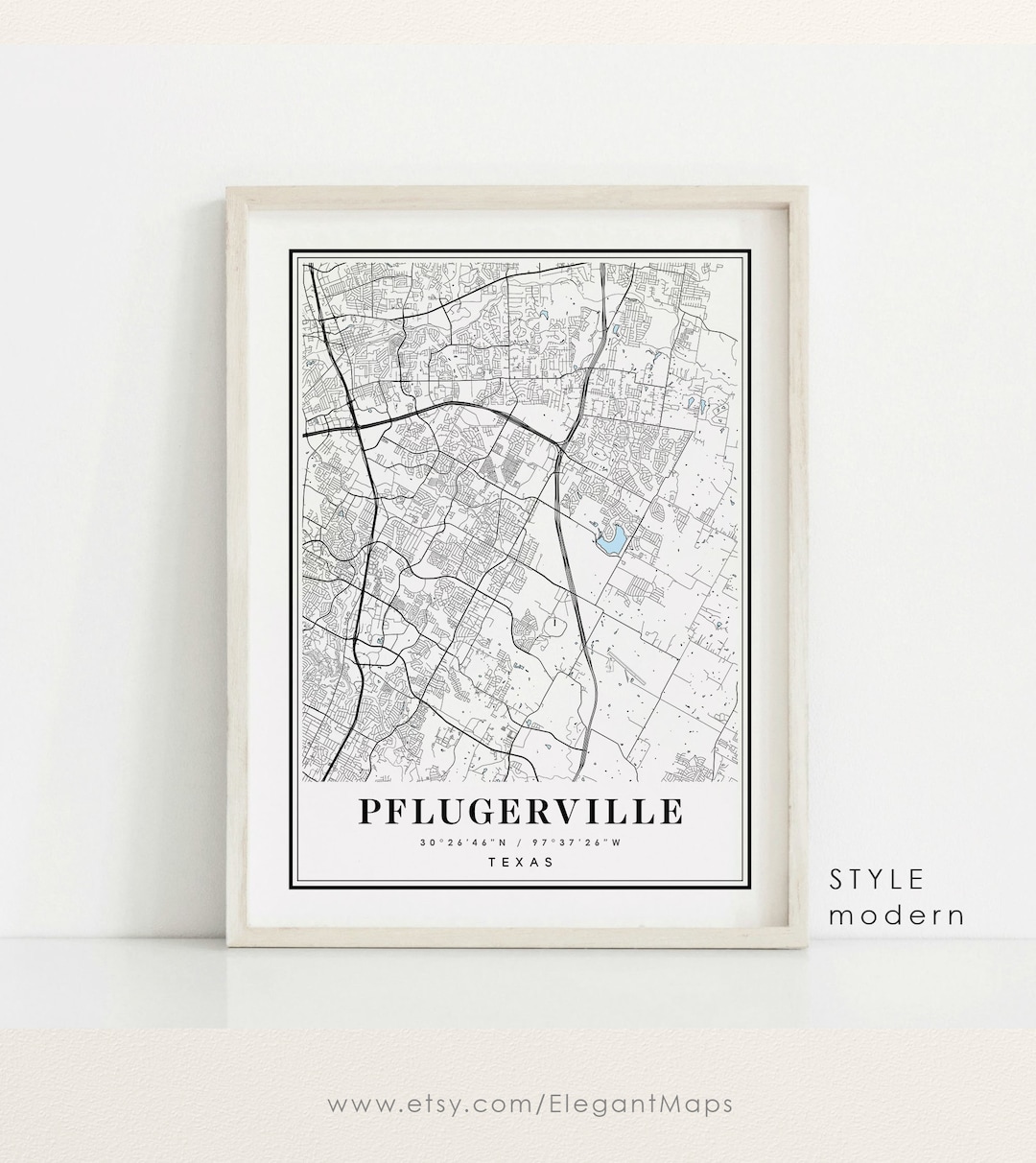 Mapa de Pflugerville Texas mapa de Pflugerville TX mapa de - Etsy México