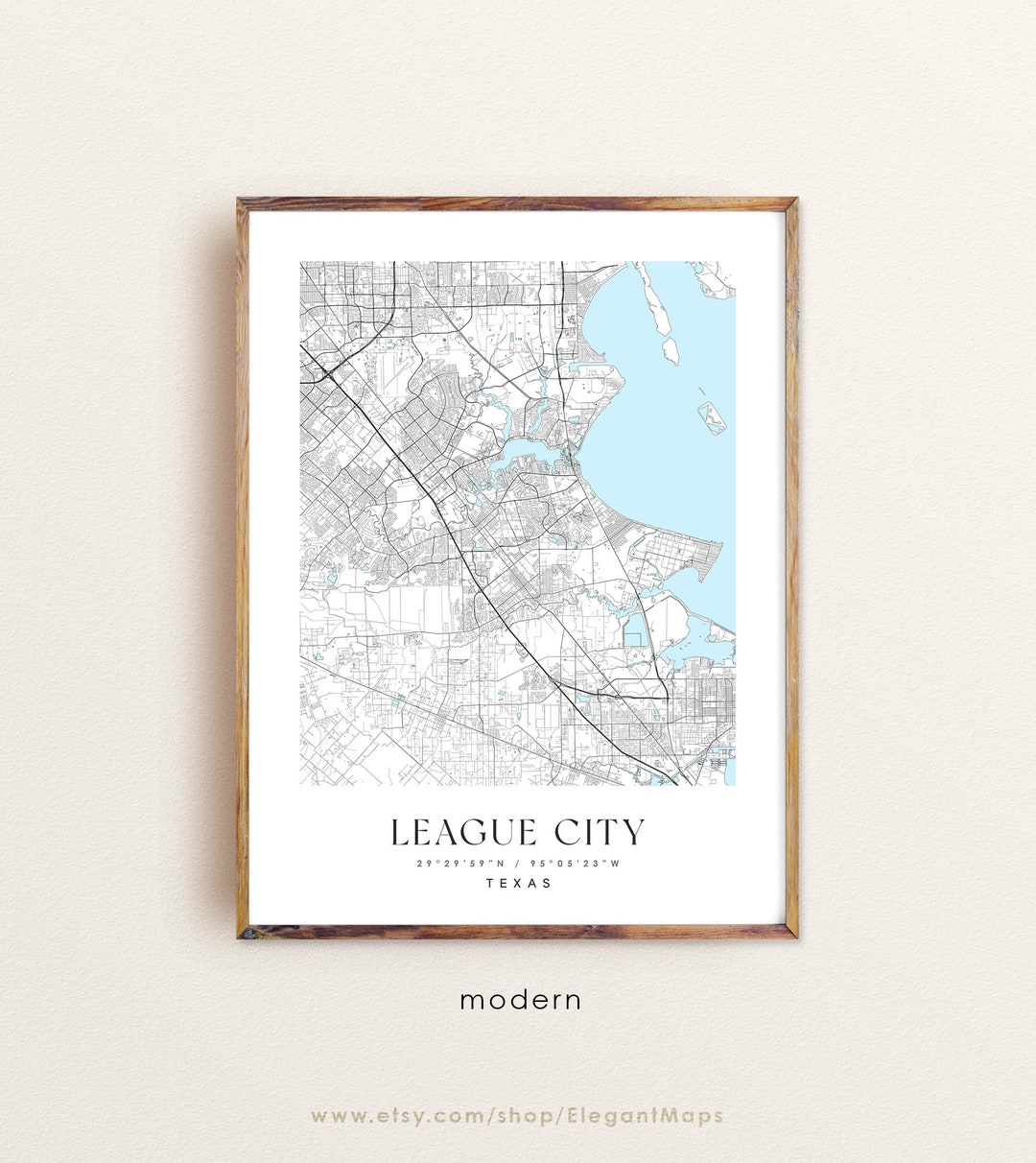 League City Texas Map, League City TX Map, League City Print, League ...