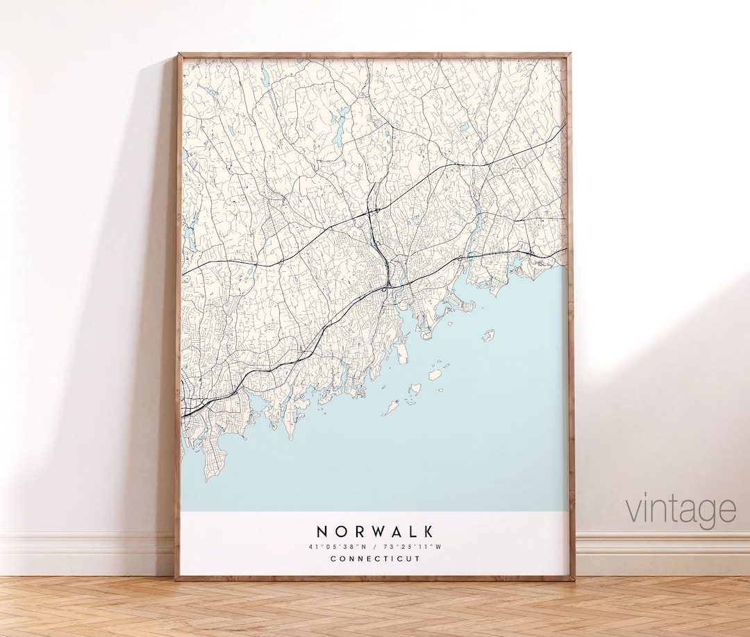 NORWALK CT City Map Poster, Norwalk Connecticut Print Art, Custom ...