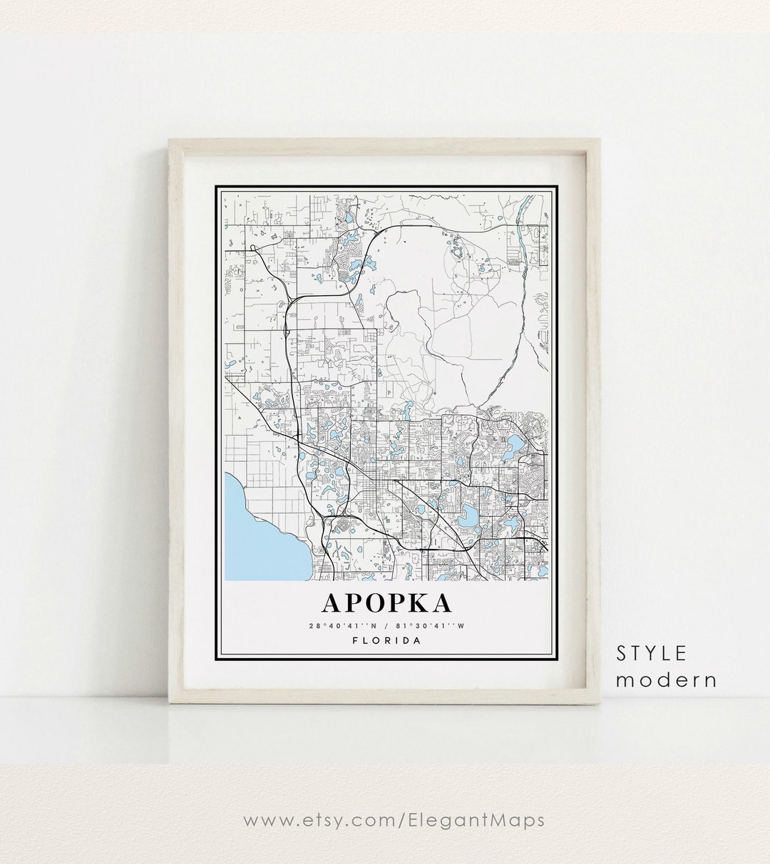 Apopka Florida Map Apopka FL Map Apopka City Map Apopka - Etsy