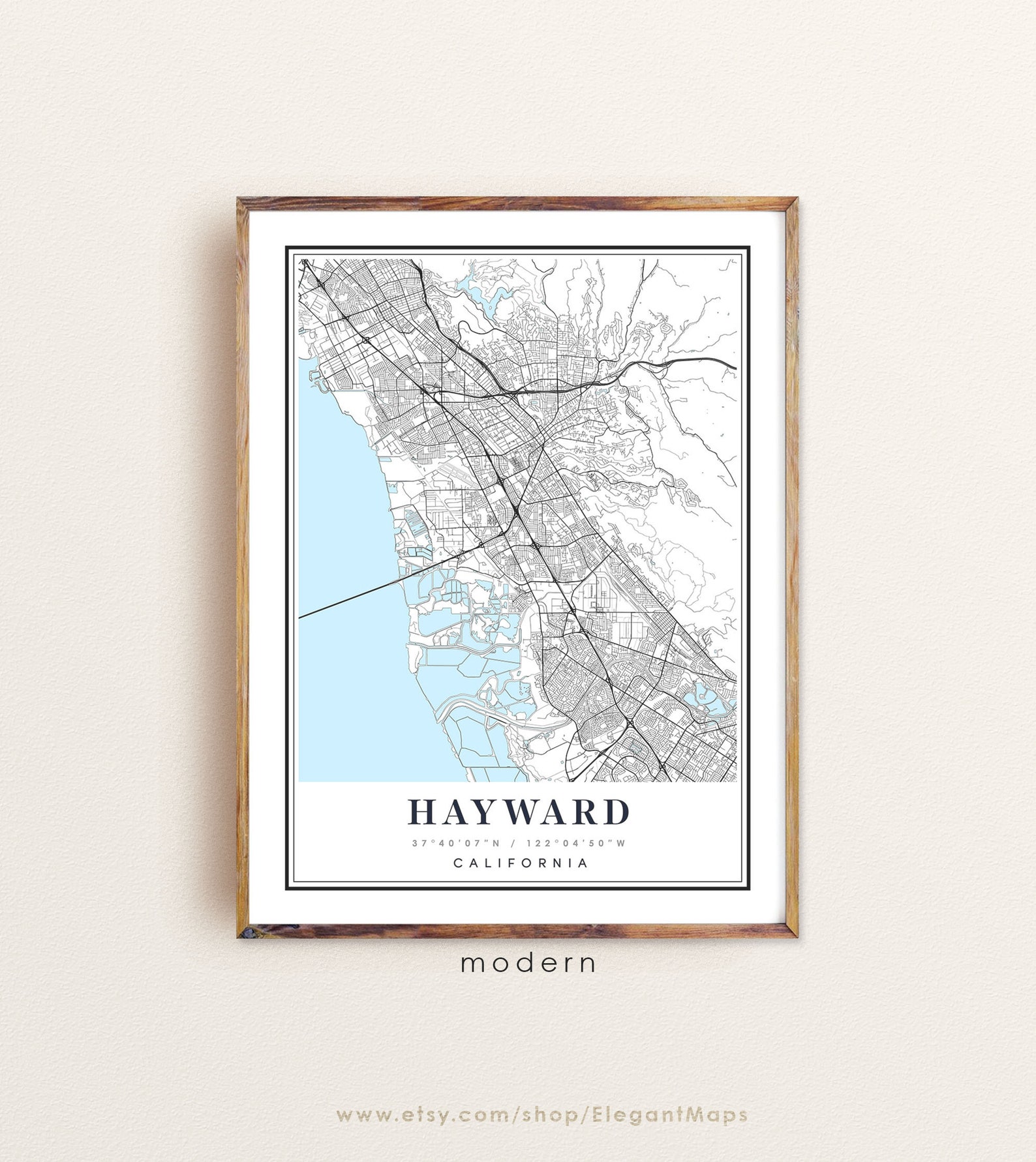 Hayward California map Hayward CA map Hayward city map | Etsy