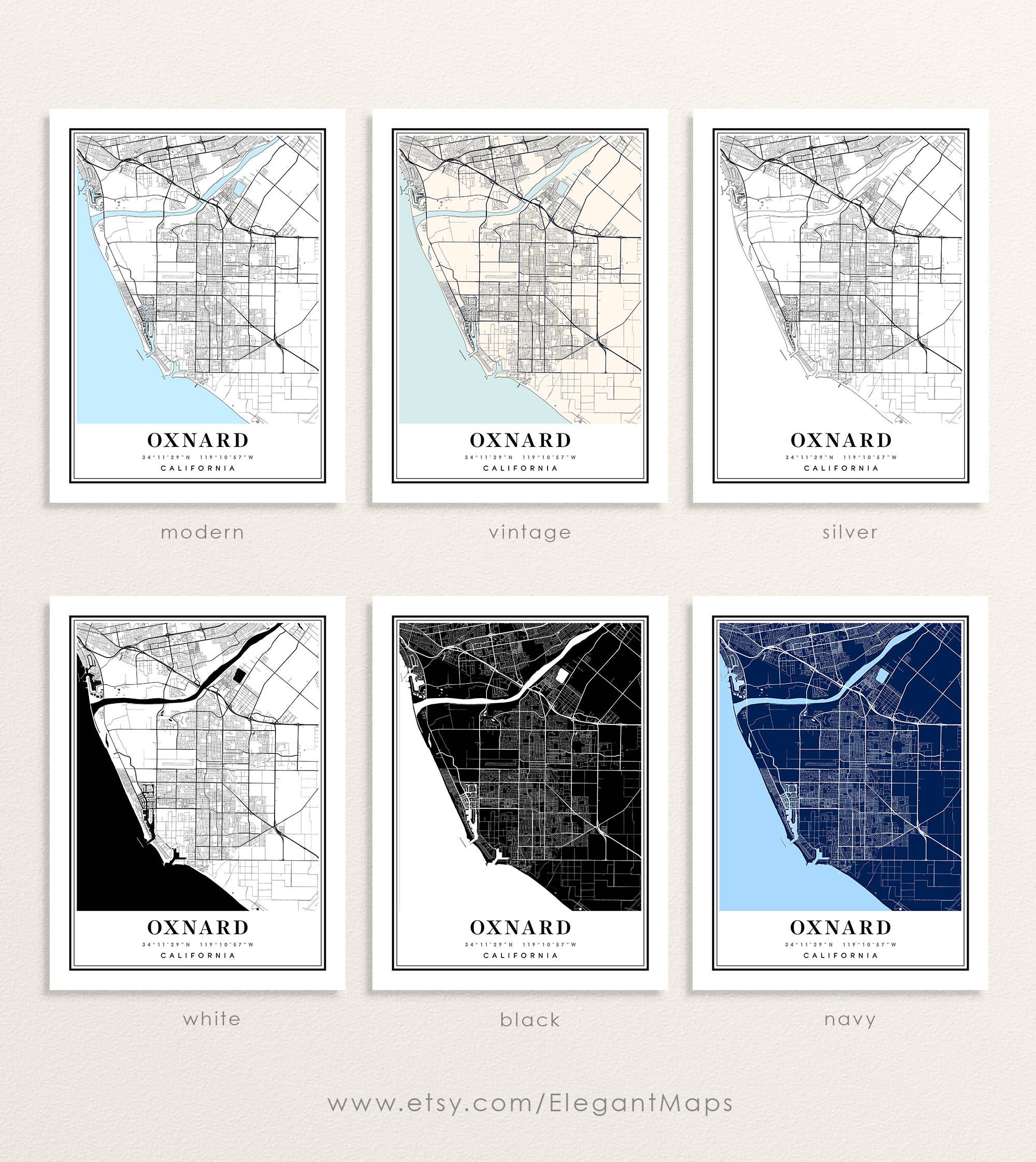 Oxnard California Map Oxnard CA Map Oxnard City Map Oxnard | Etsy