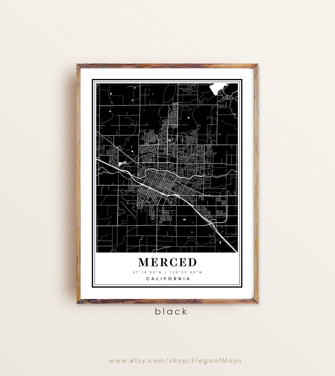 Merced California map Merced CA map Merced city map Merced | Etsy