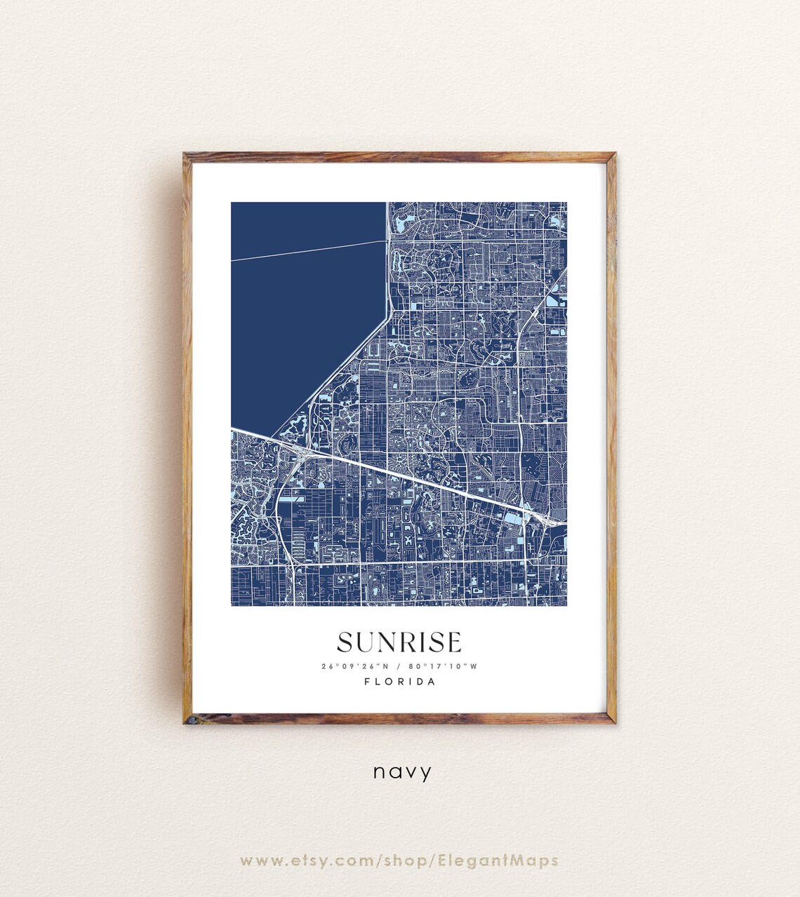 Sunrise Florida Map Sunrise FL Map Sunrise City Print | Etsy