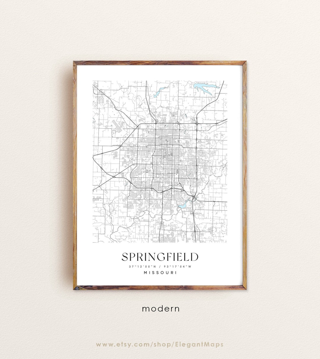 Springfield Missouri Map, Springfield MO Map, Springfield City Print ...