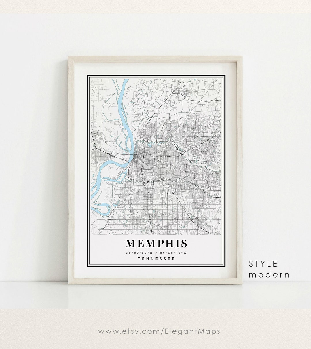 Memphis Tennessee Map Memphis TN Map Memphis City Map - Etsy
