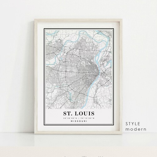 St. Louis Vintage Map Poster Wall Art City Artwork Print - Etsy