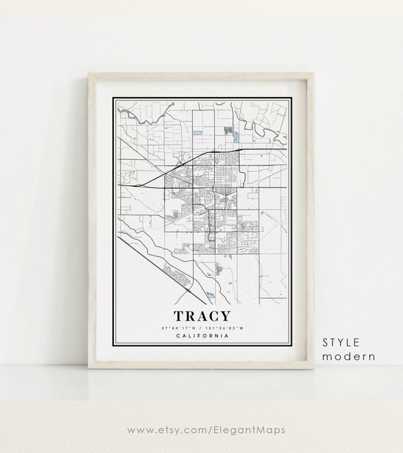Tracy California Map Tracy CA Map Tracy City Map Tracy | Etsy