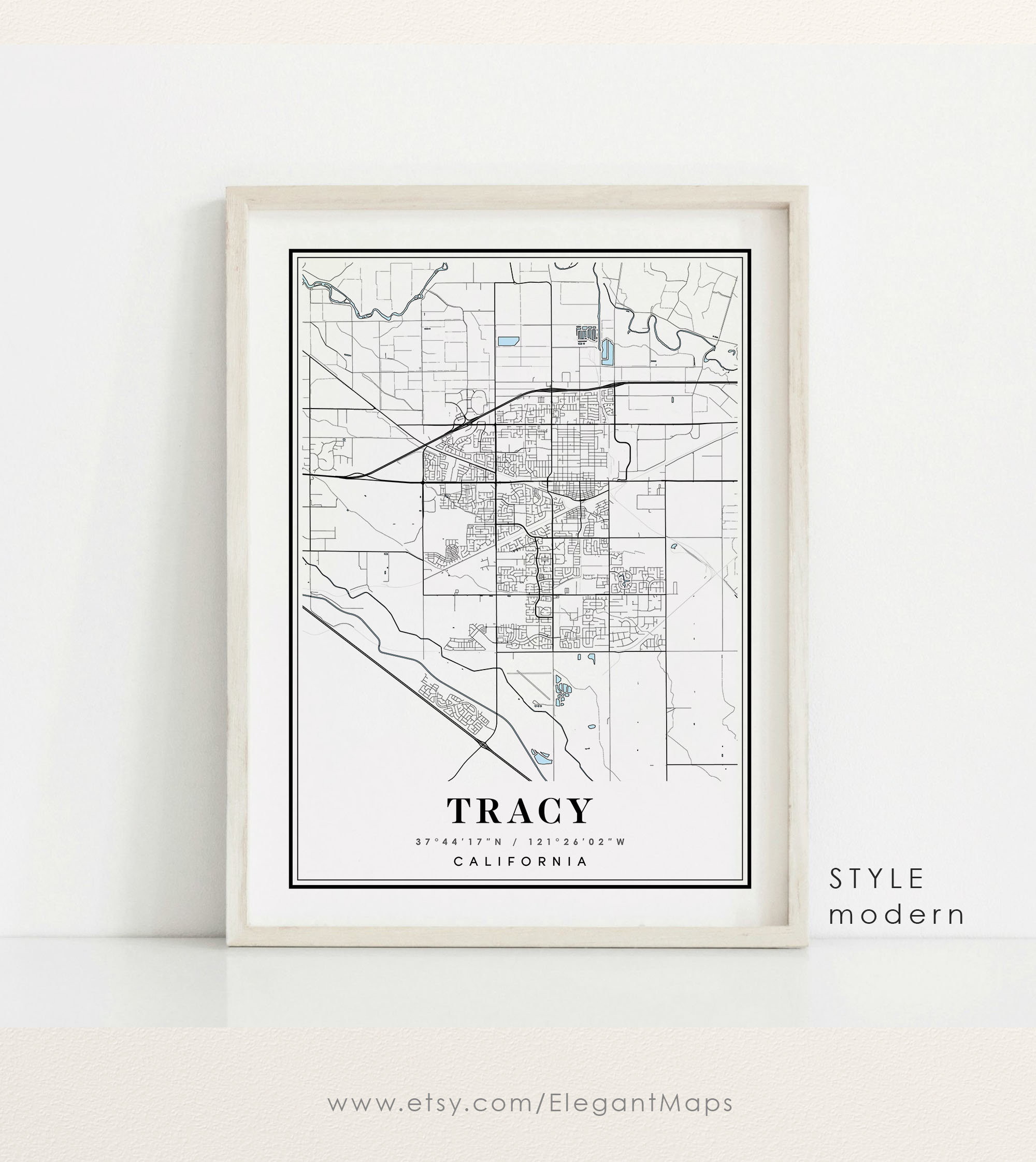 Tracy California Map Tracy CA Map Tracy City Map Tracy | Etsy