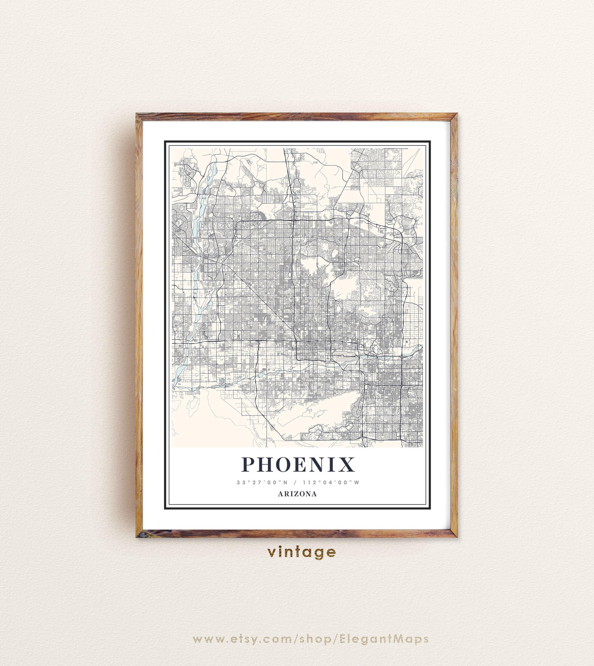 Phoenix Arizona map Phoenix AZ map Phoenix city map Phoenix | Etsy