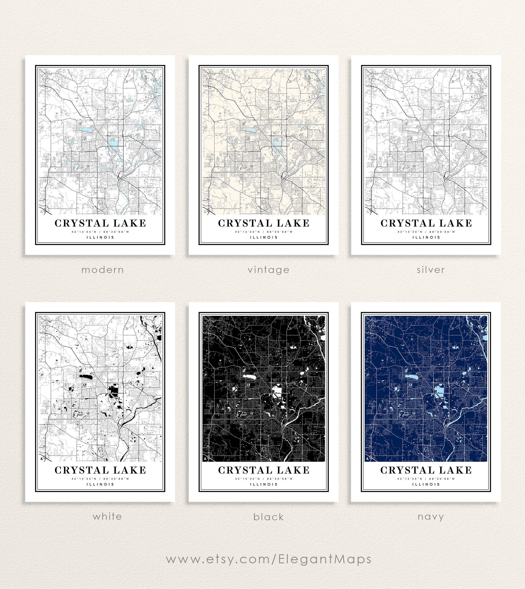 Crystal Lake Illinois Map Art Print: Cityscape Poster - Etsy