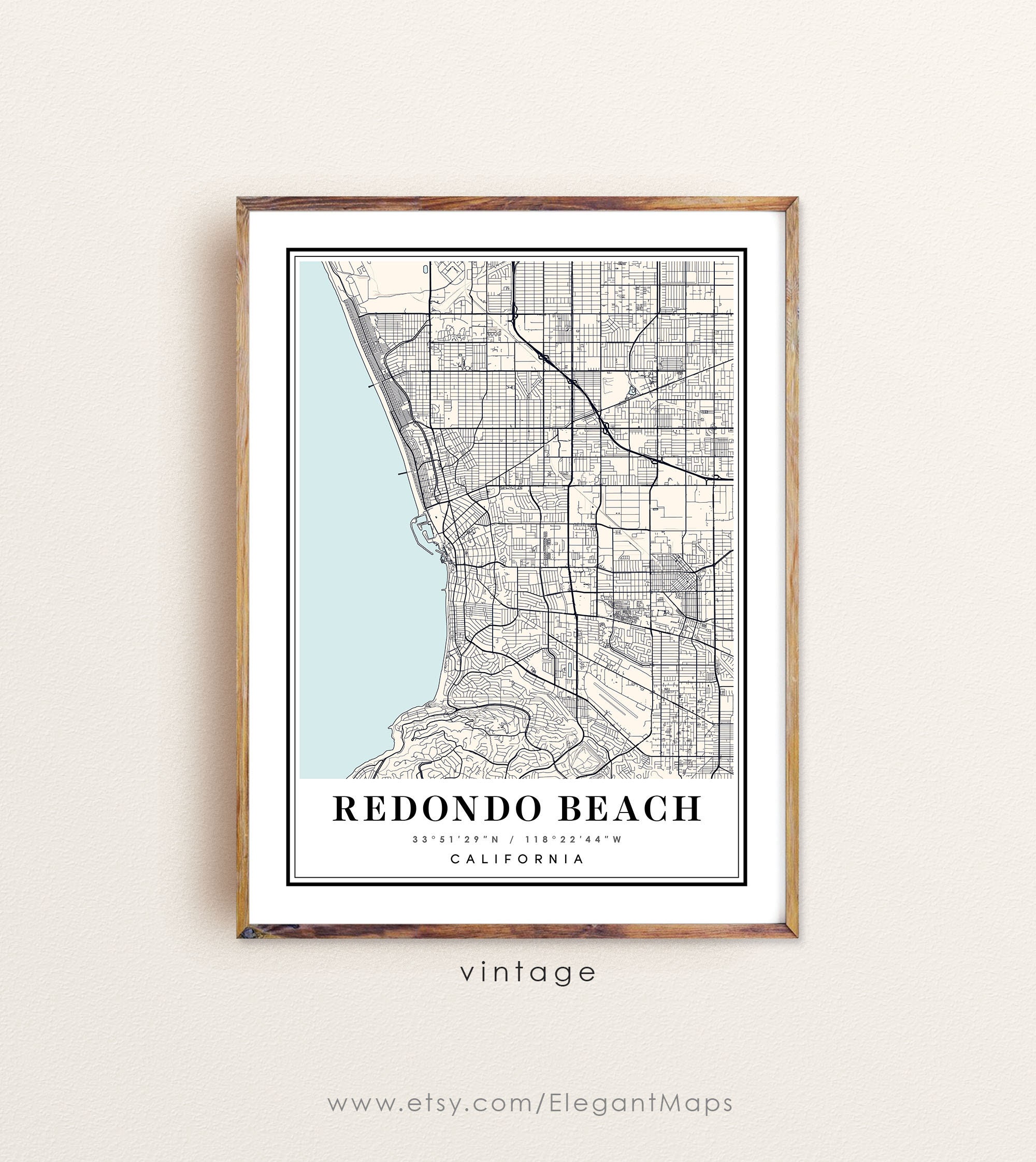 Redondo Beach California Map Redondo Beach CA Map Redondo - Etsy