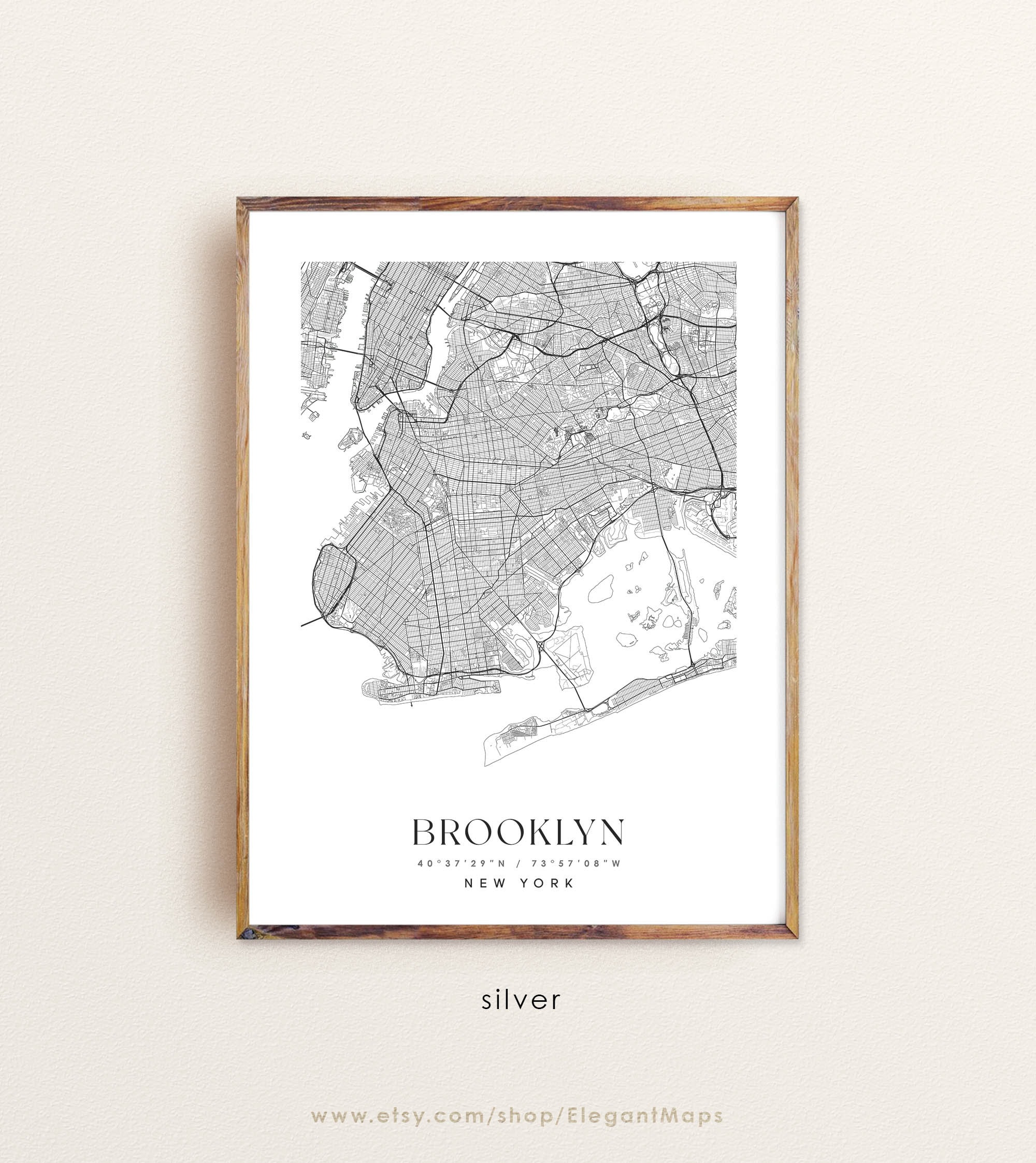 Brooklyn Map Print: Custom City Wall Art - Etsy