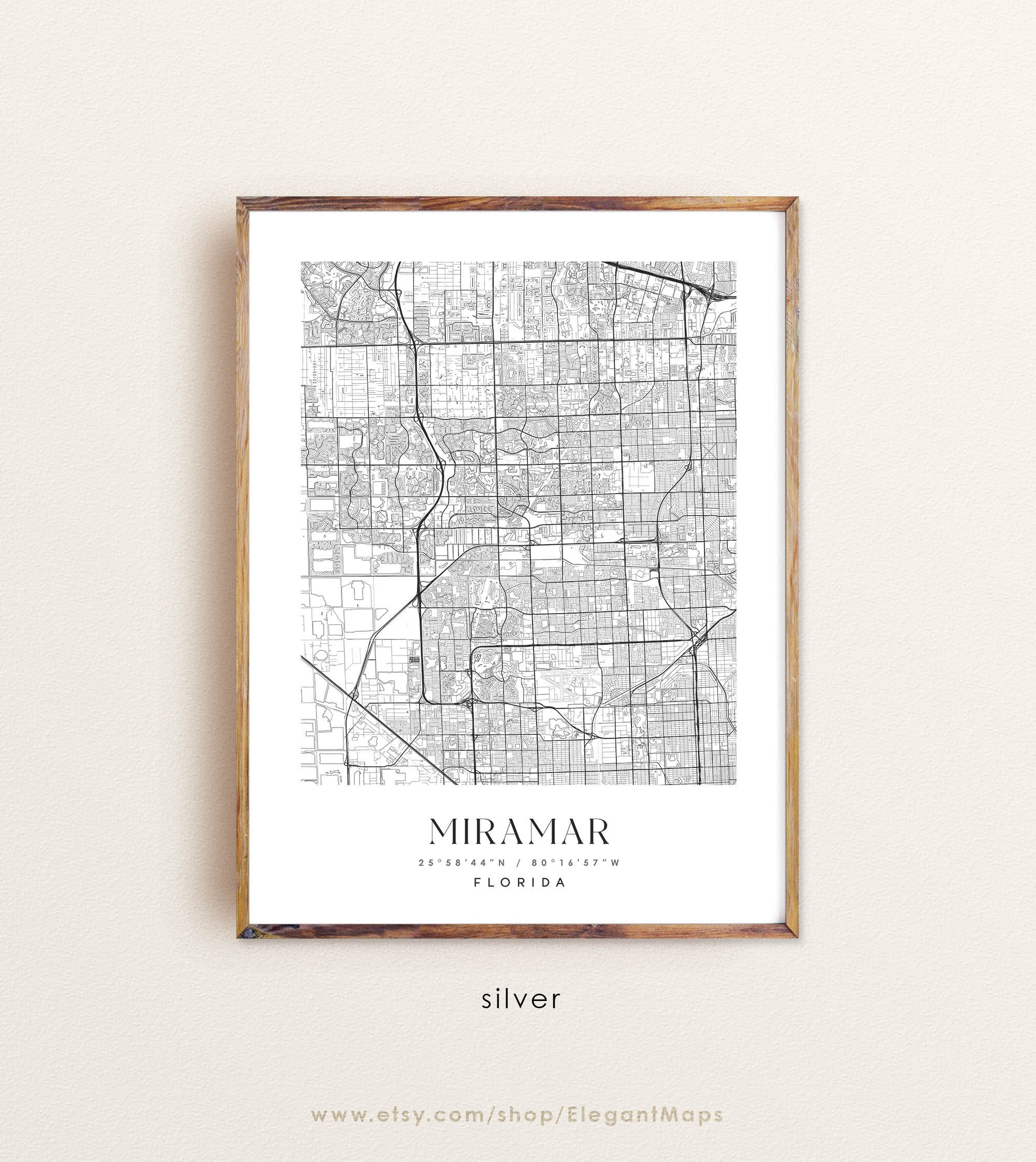 Miramar Florida Map Miramar FL Map Miramar City Print - Etsy UK