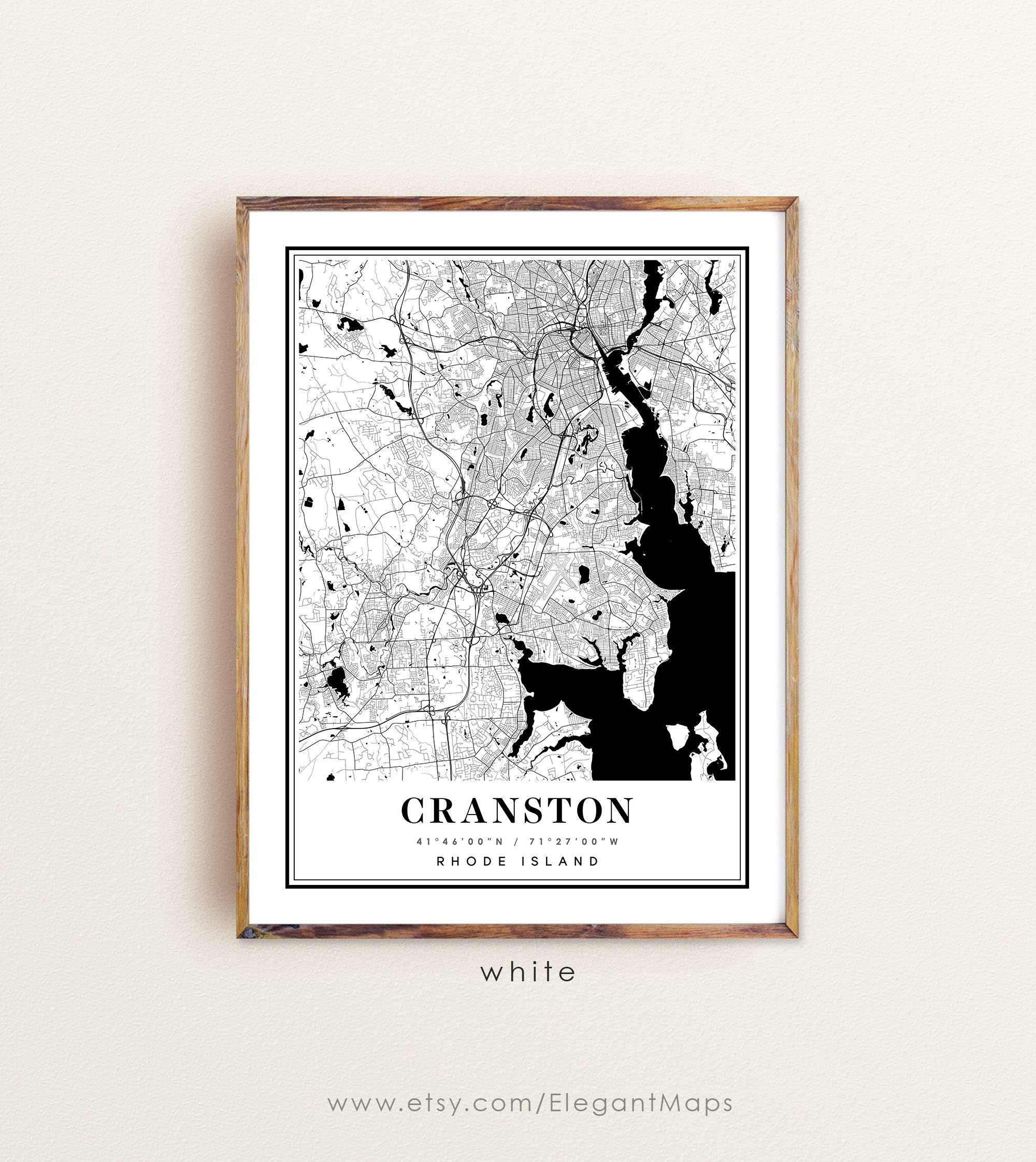 Cranston Rhode Island Map Cranston RI Map Cranston City Map | Etsy